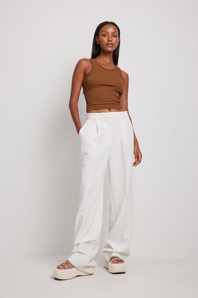 Open Back Rib Singlet Brown | NA-KD