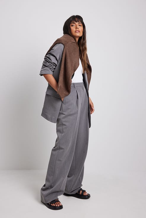 Heavy Oversized Blazer Grey | NA-KD