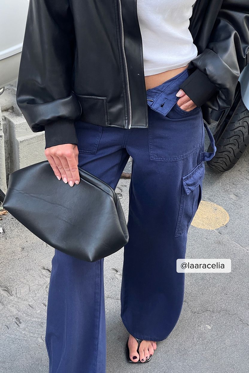 Side Pocket Straight Denim Blue | NA-KD