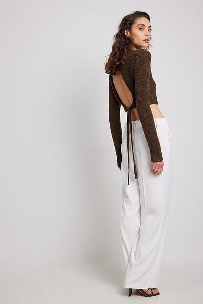 Wool Blend Knitted Open Back Sweater Brown | NA-KD