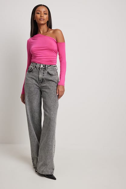 One Shoulder Draped Top Pink | NA-KD