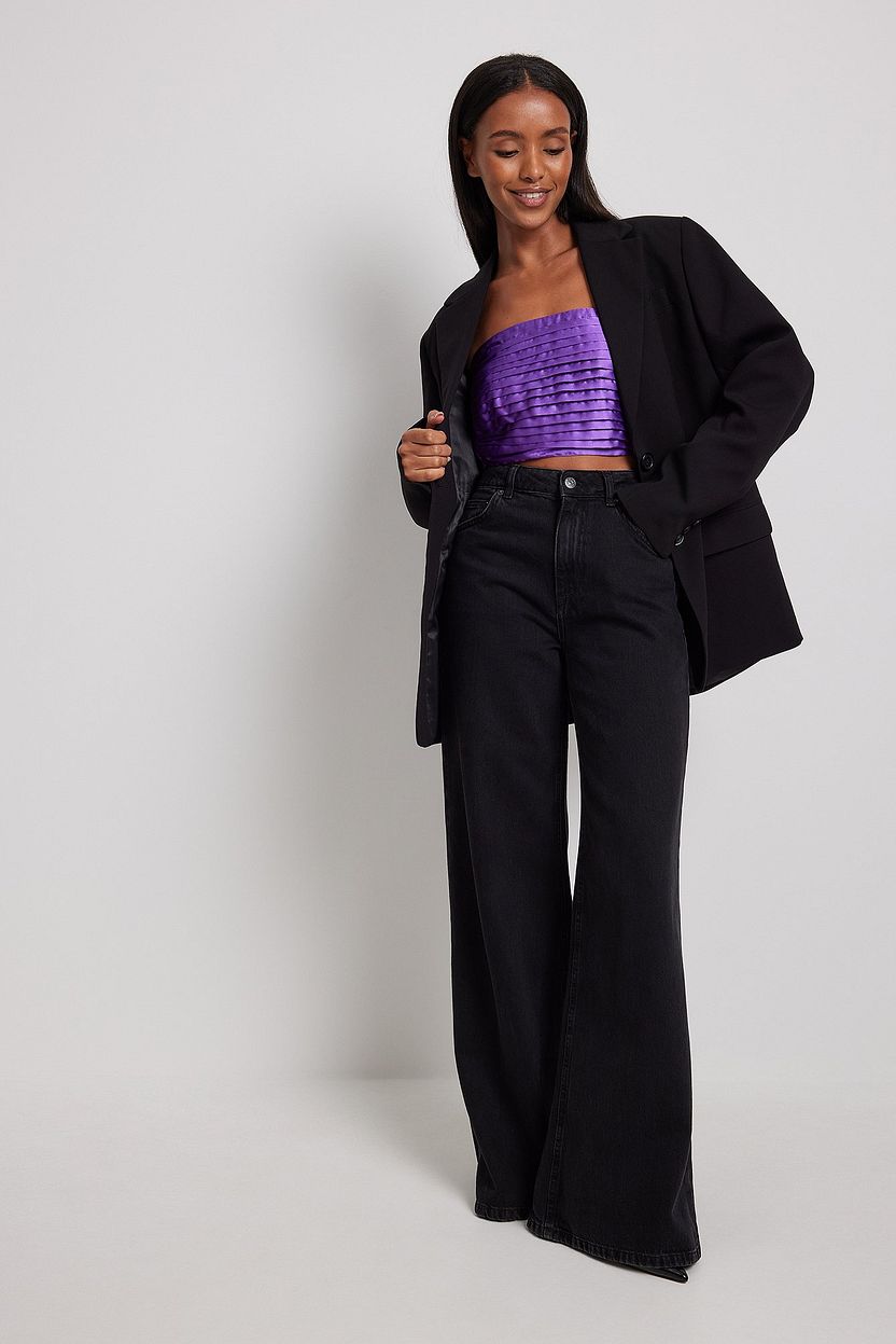 Satin Bandeau-top mit Rüschen vorne Lila | NA-KD