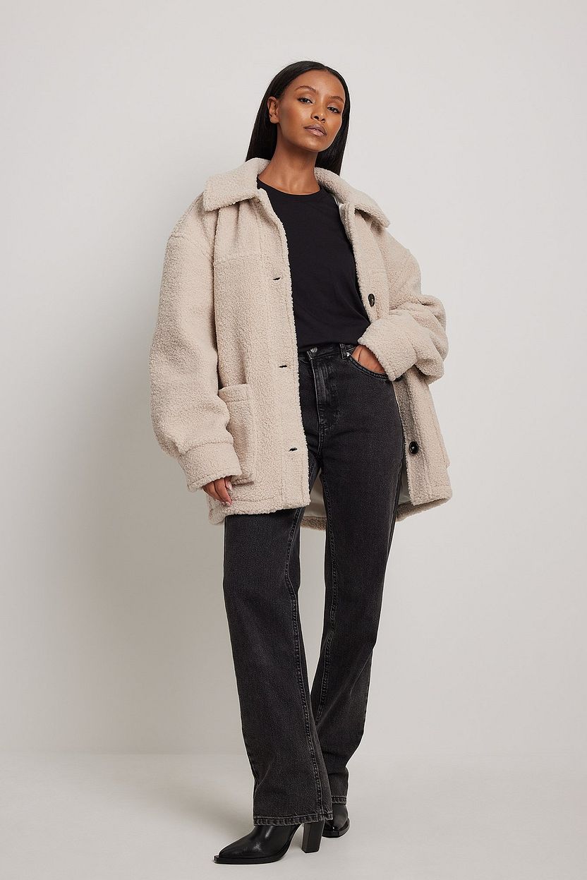 Pocket Detailed Teddy Jacket Beige | NA-KD