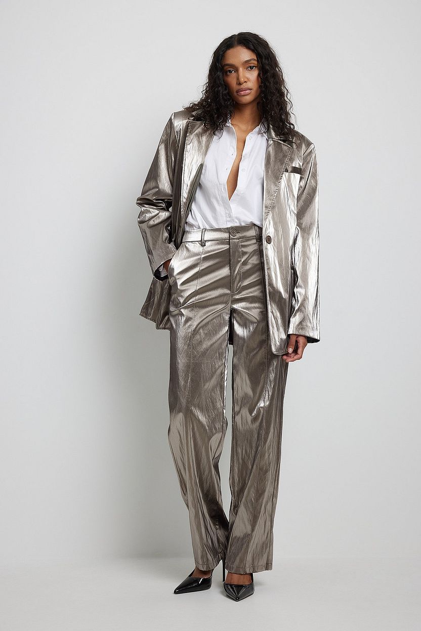 Boxy Silver Blazer Silver | NA-KD