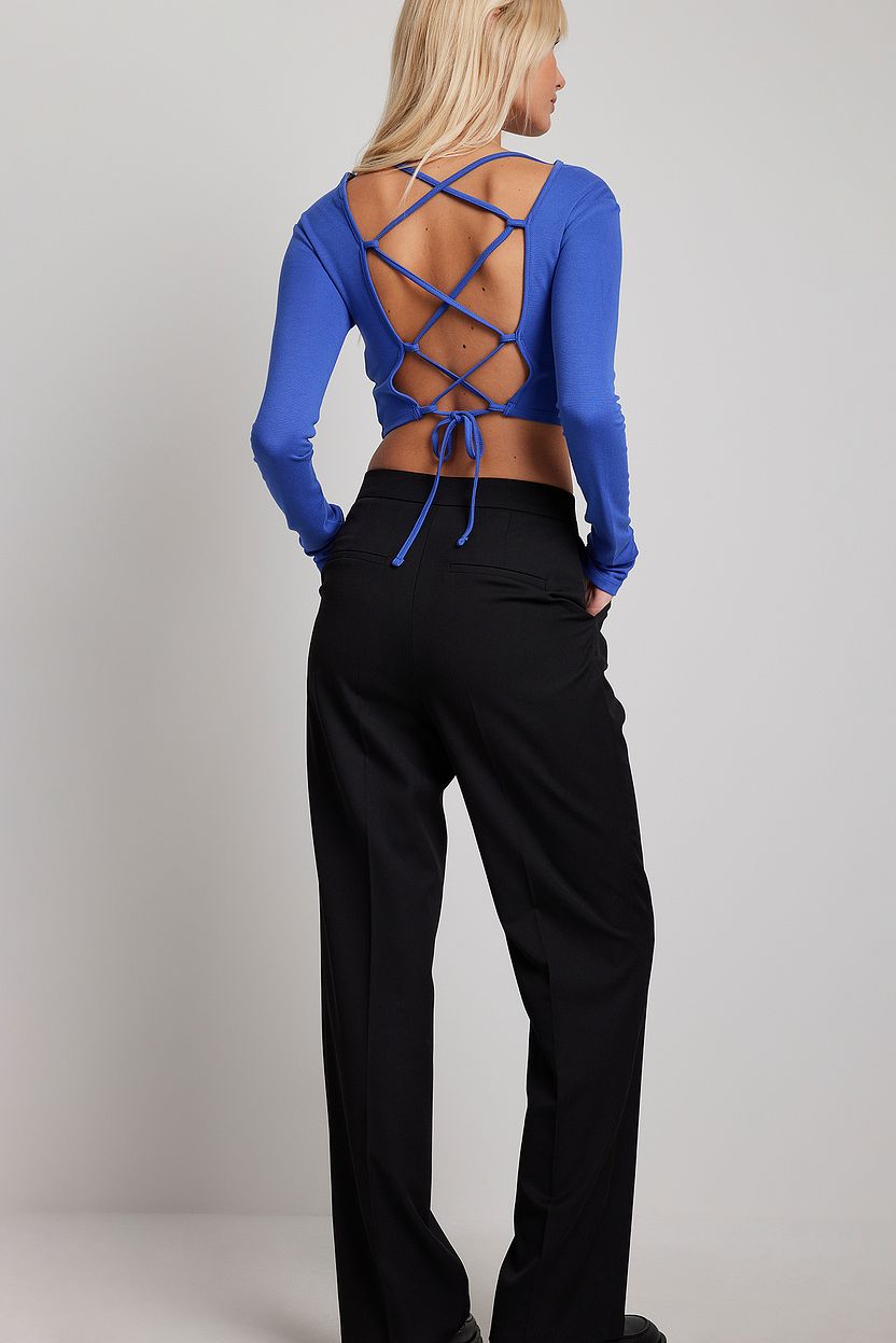 Back Detailed Strap Top Blue | NA-KD