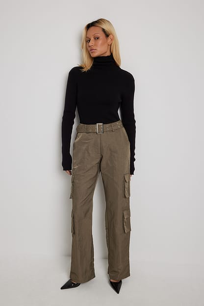 Belted Utility Cargo Pants Green | NA-KD