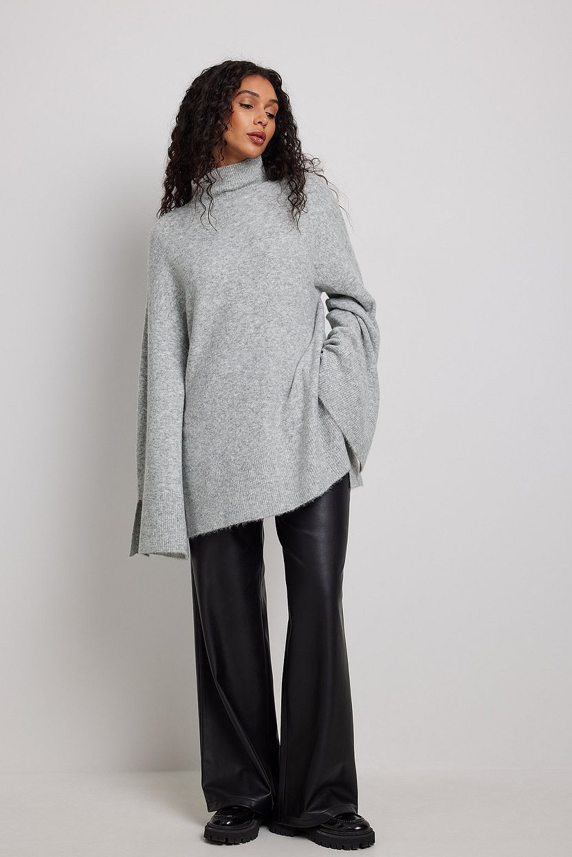 Oversized Knitted Sweater Grey | NA-KD