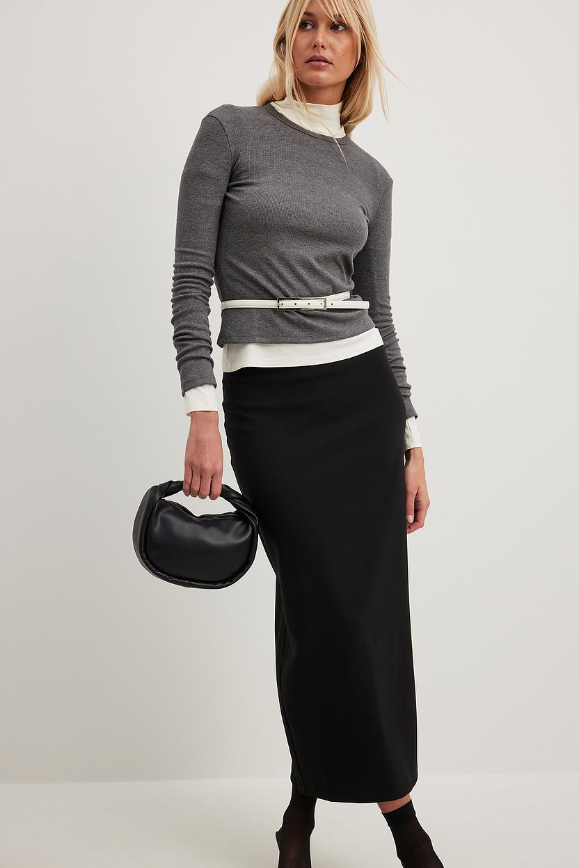 Mid Waist Midi Skirt Black | NA-KD