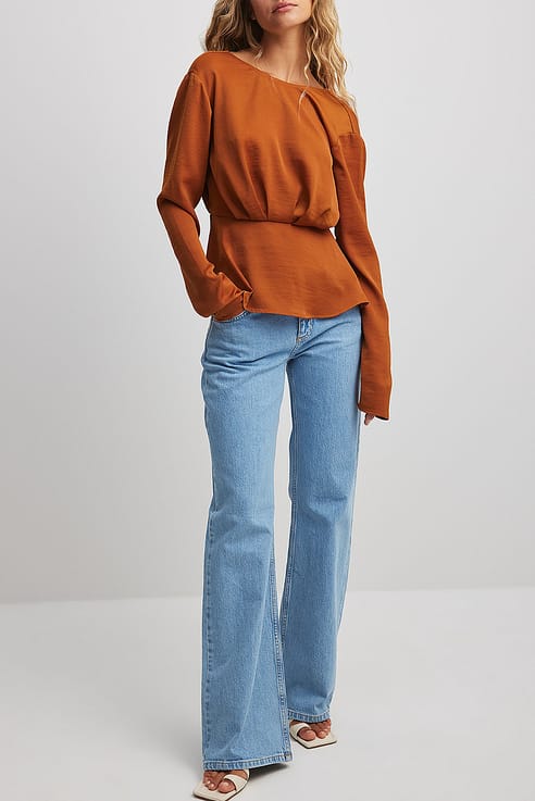 Rette jeans med høy midje Blå | NA-KD