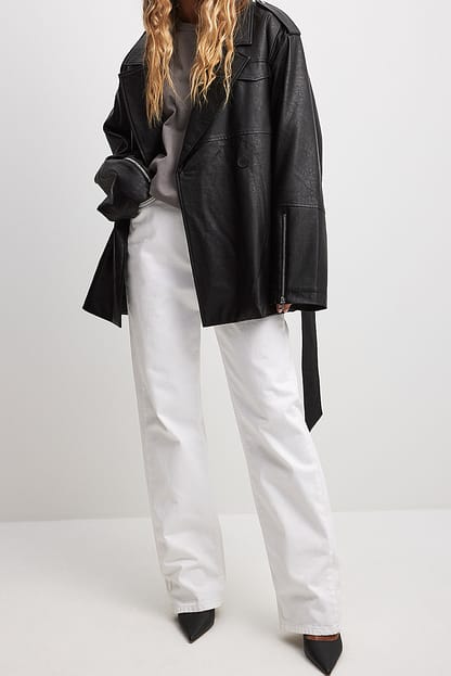 Oversized Light Padded Pu Jacket Black | NA-KD