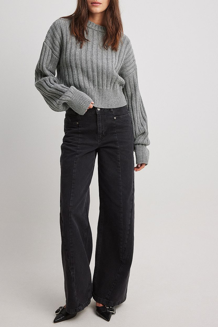 Ribbed Sweater Grey | NA-KD