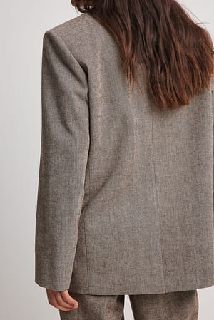 Straight Oversized Herringbone Blazer Brown | NA-KD