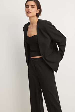 Straight Oversized No Lapel Blazer Black | NA-KD