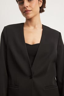 Straight Oversized No Lapel Blazer Black | NA-KD