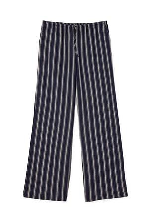 Linen Blend Striped Pants Blue | NA-KD