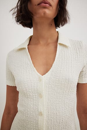 Structure Collar Top Offwhite | NA-KD