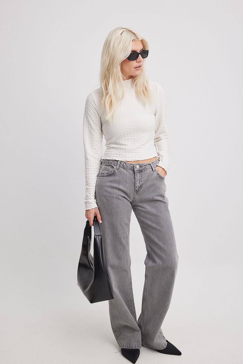 Low Waist Jeans Grey | NA-KD
