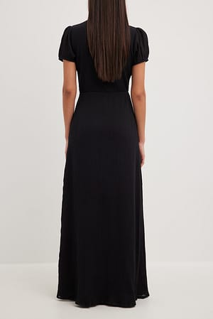 Structured Lace Detail Long Dress Black | NA-KD