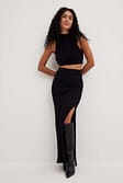 Structured Slit Detail Maxi Skirt Black | NA-KD
