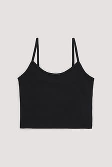 Thin Strap Cropped Basic Singlet Black | NA-KD