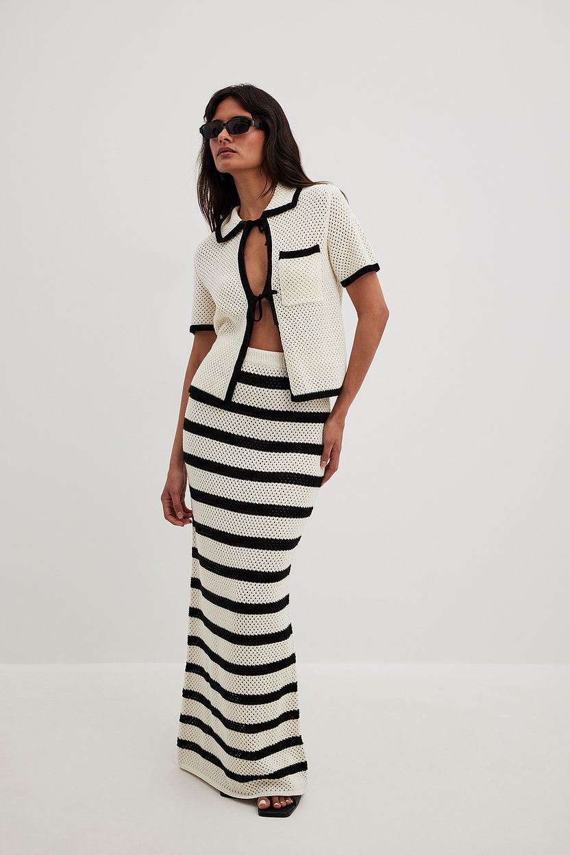 Knitted Maxi Skirt Streep | NA-KD