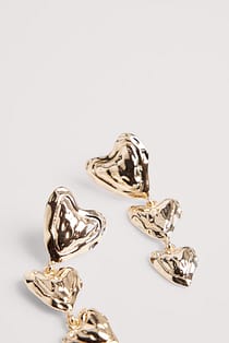 Triple Heart Earring Gold | NA-KD