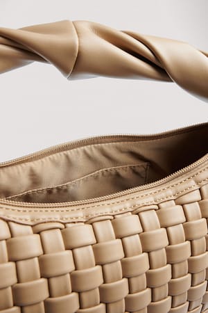 Twisted Handle Woven Handbag Beige | NA-KD
