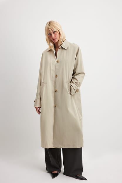 Two Toned Trench Coat Beige | NA-KD