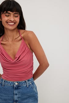 Waterfall Neckline Singlet Pink | NA-KD