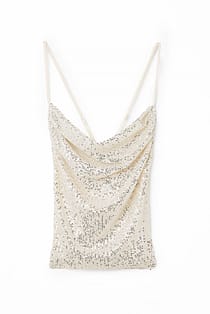 Waterfall Sequin Singlet Offwhite | NA-KD